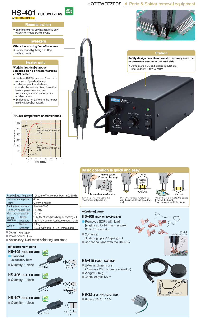 Ichiban Precision Sdn Bhd - Hozan - Hozan Hot Tweezers, Heater Unit, Foot Switch, 3-2 Pin ...